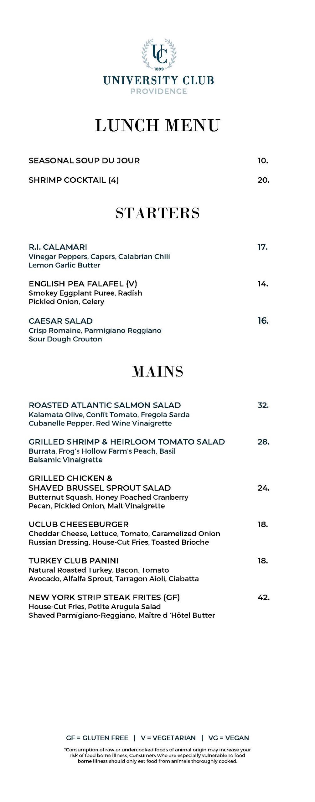 The Menu – The University Club