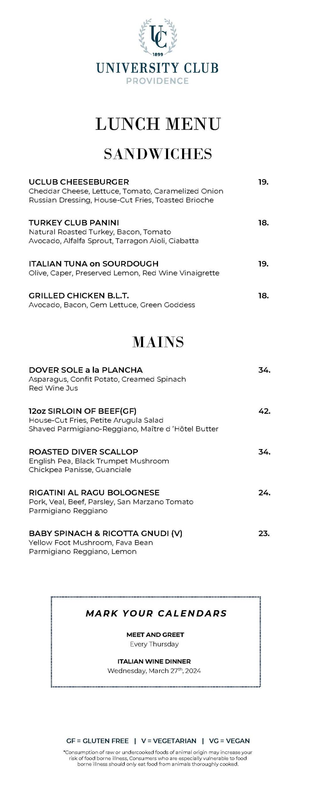 Daily Menus – The University Club