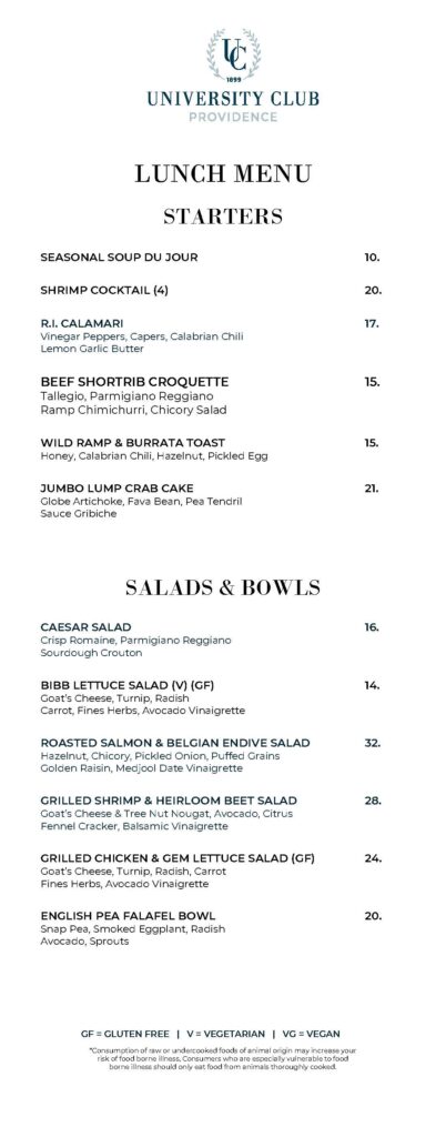 Daily Menus – The University Club