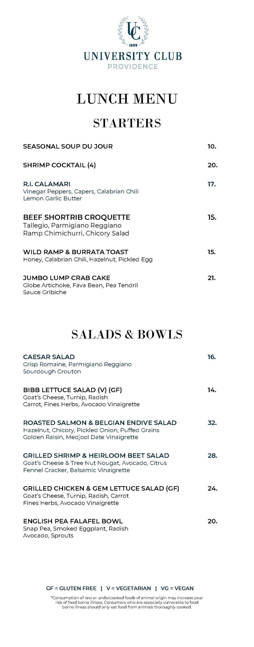 Daily Menus – The University Club