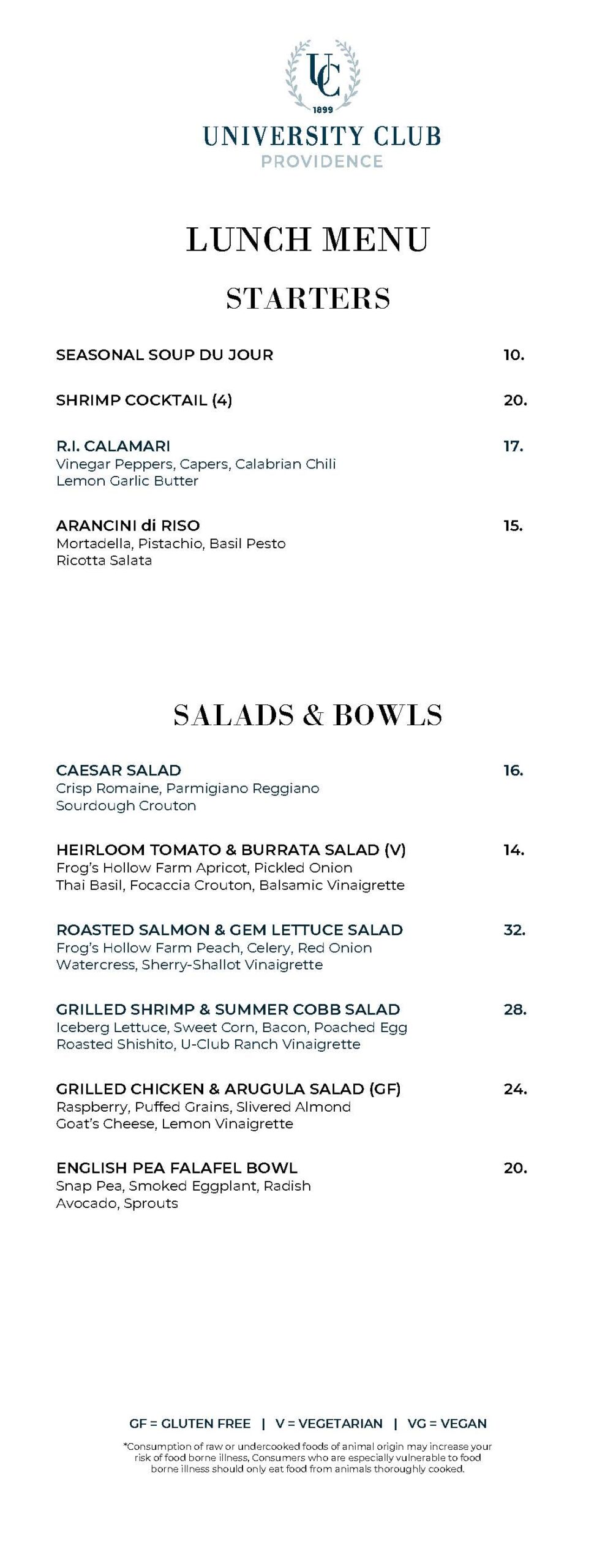 Daily Menus – The University Club