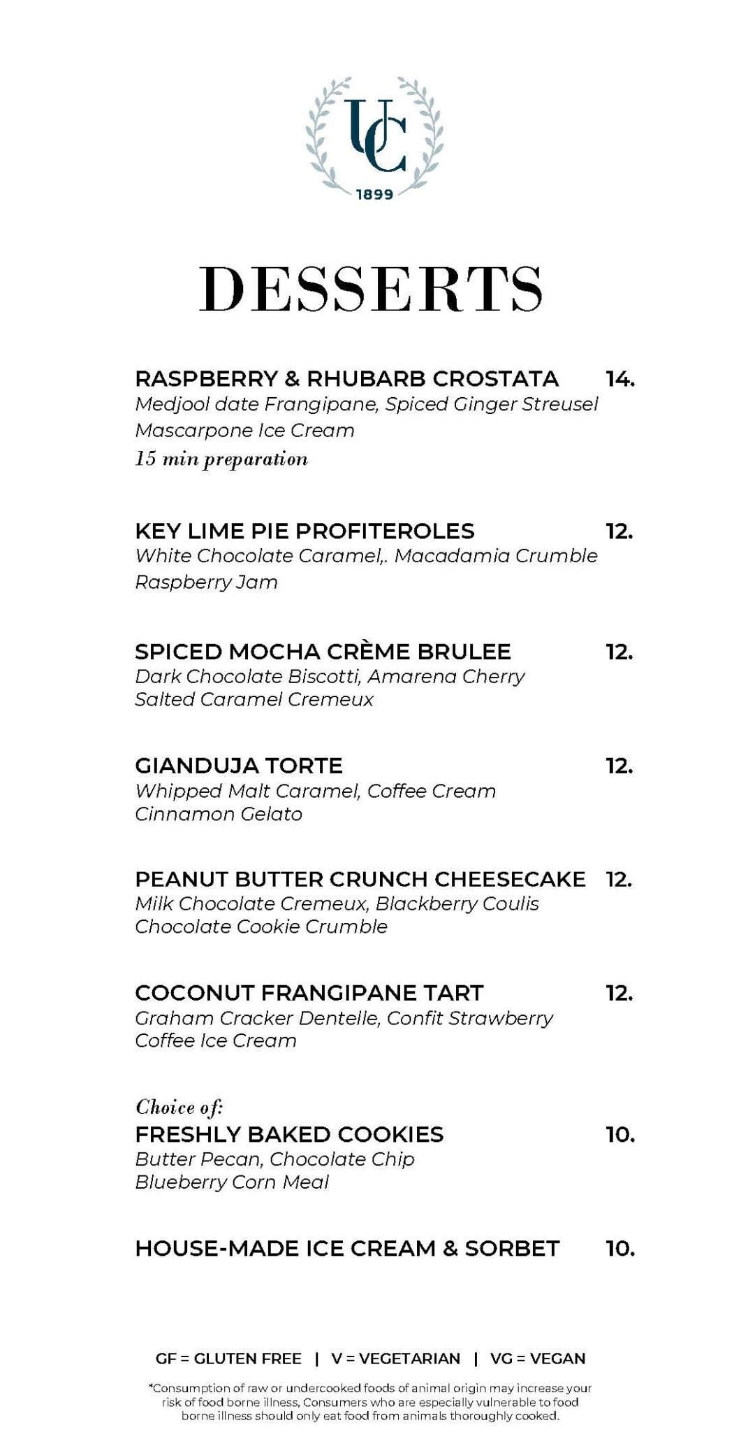 Menus – The University Club