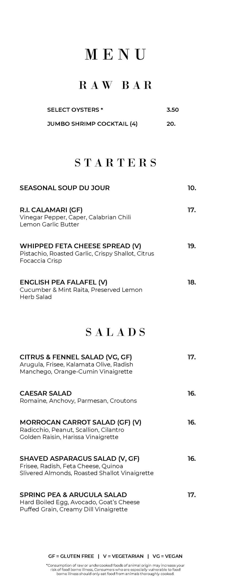 Menus – The University Club
